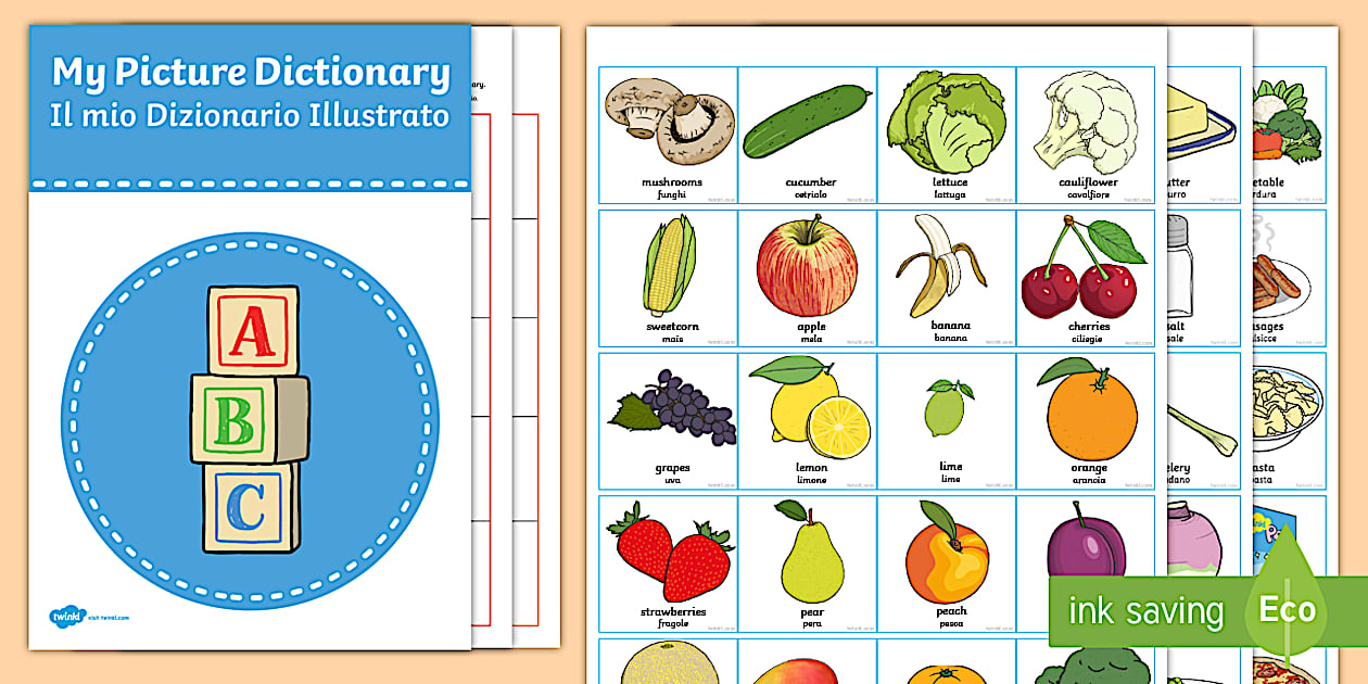 Picture Dictionary Food and Drinks Word Cards Pack - Twinkl