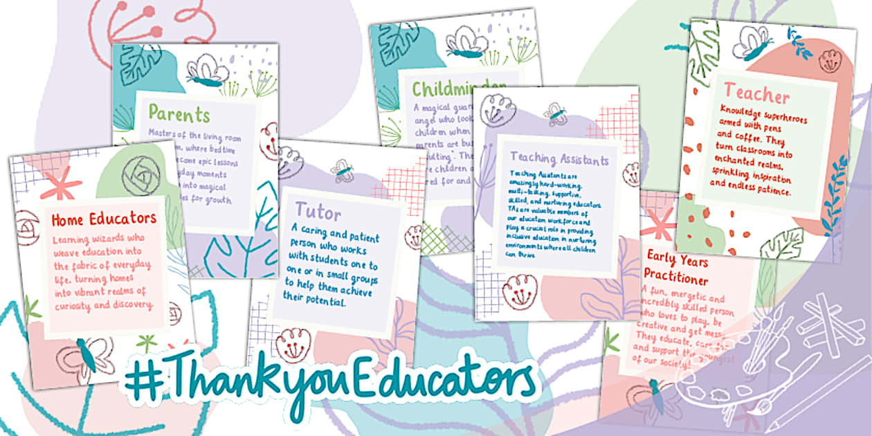 Thank You, Educators Word Definition Inspirational Posters