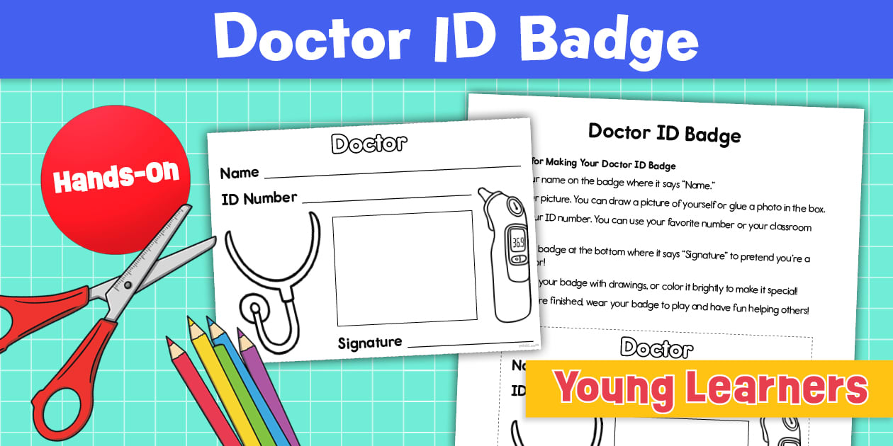 Doctor ID Badge for PreK-K (teacher made) - Twinkl
