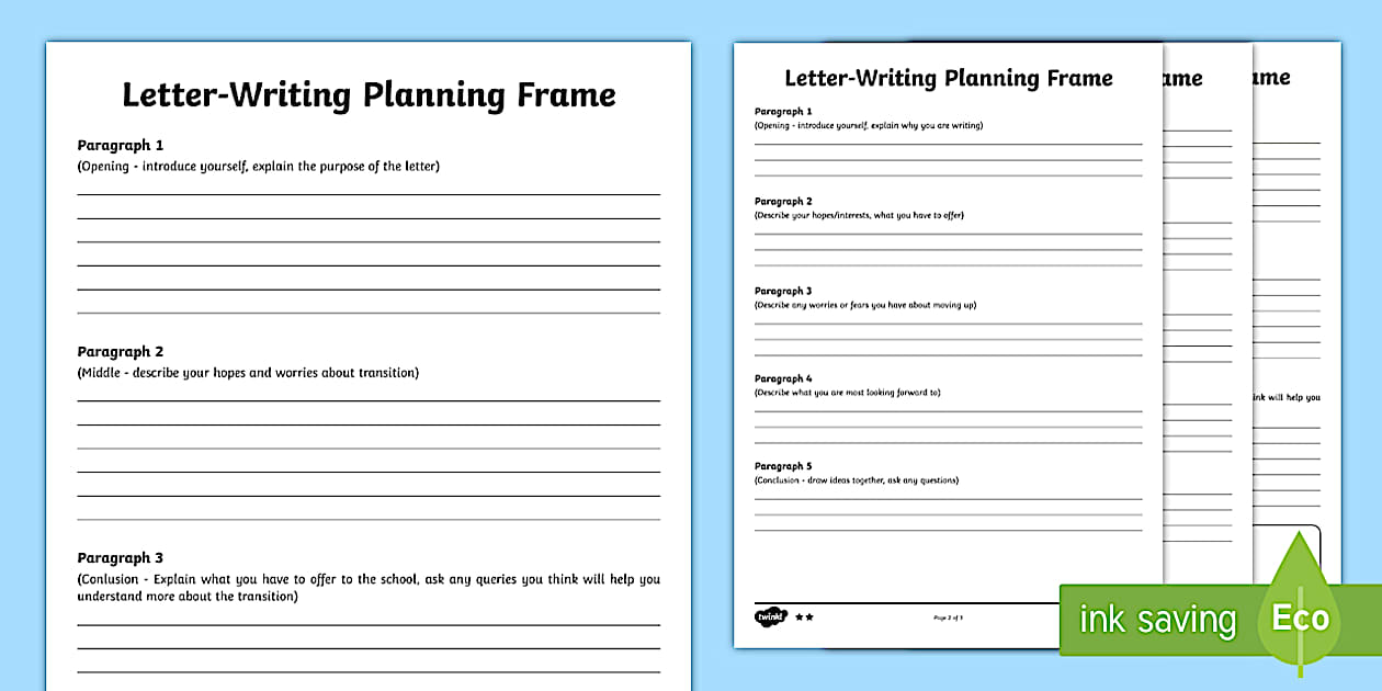 Transition Letter Planning Frame (teacher made) - Twinkl