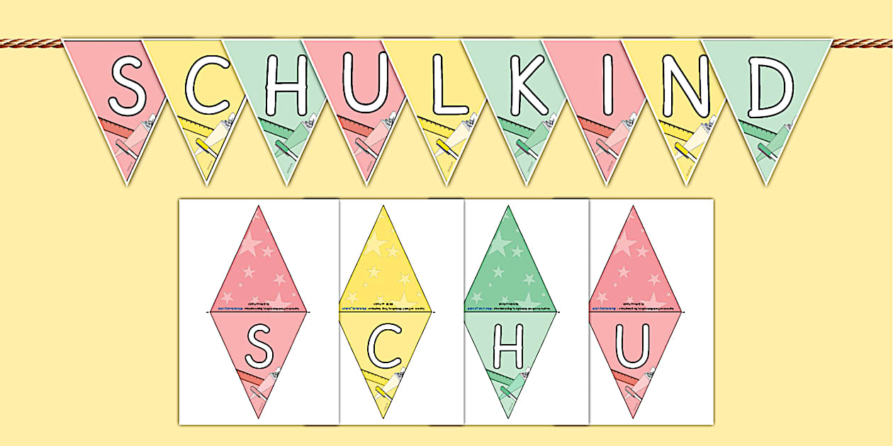 FREE! - Deko für den Schulanfang: Wimpelkette mit dem Wort Schulkind