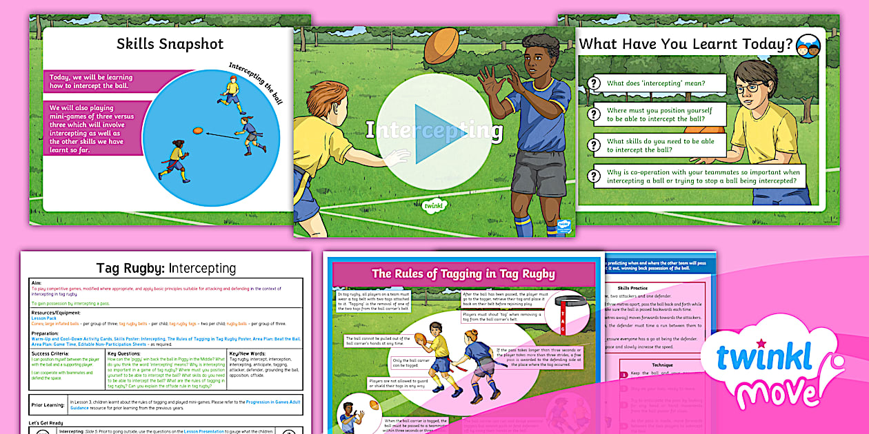 FREE! - Year 4 Tag Rugby Interception Lesson | Twinkl Move