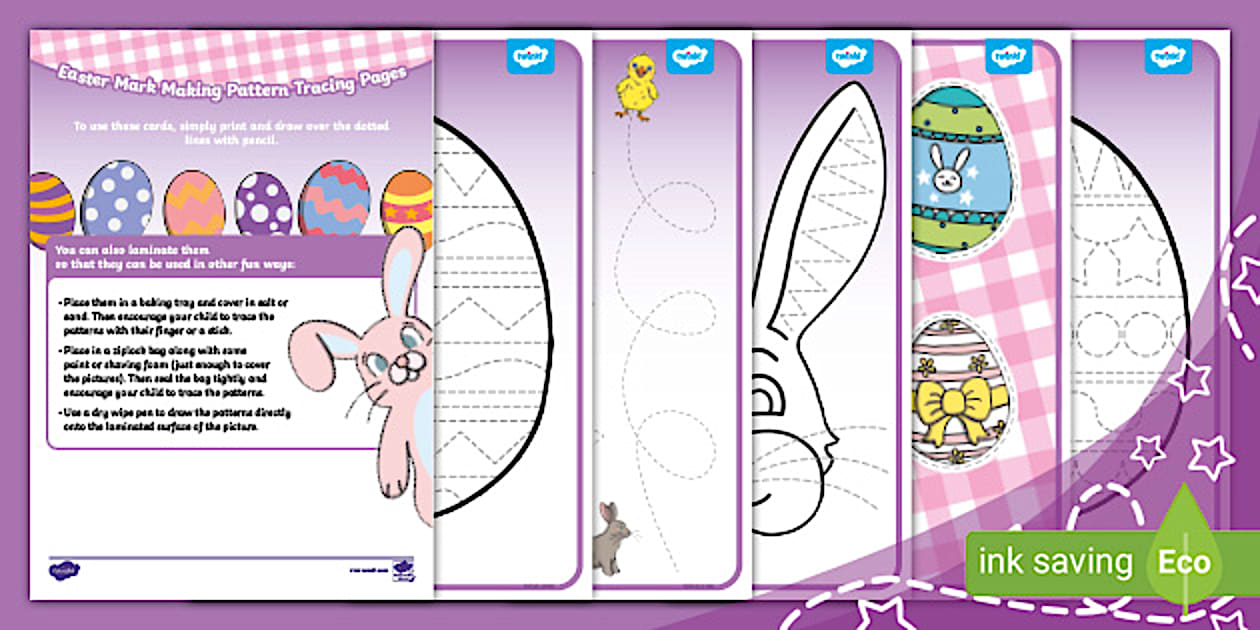 Easter Mark-Making Pattern Tracing Pages - Twinkl