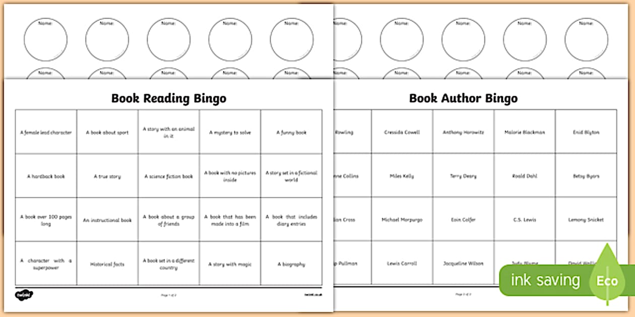 Editable Book Reading Bingo Worksheet Pack (teacher made)
