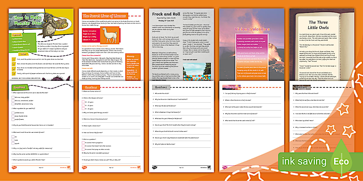 Comprehension Pack 1 (Ages 7 - 8) | Reading for Year 3