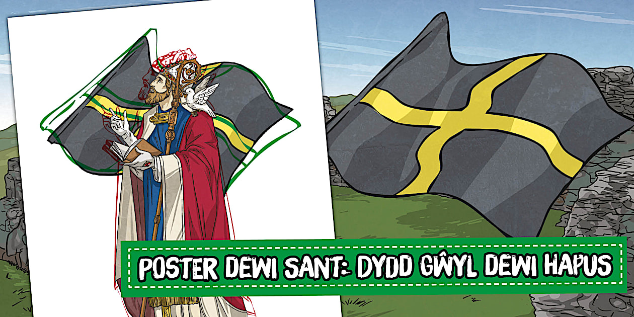 Poster Dewi Sant: Dydd Gŵyl Dewi Hapus