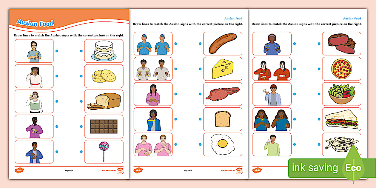 Auslan Food Matching Activity (teacher made) - Twinkl