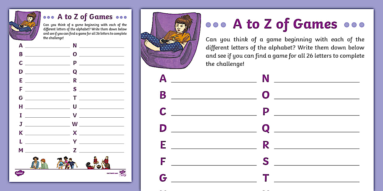 A to Z of Games Alphabet Challenge (teacher made) - Twinkl