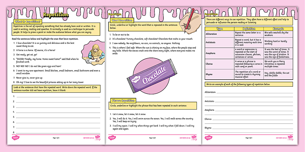 Repetition Activity Sheet (teacher made) - Twinkl