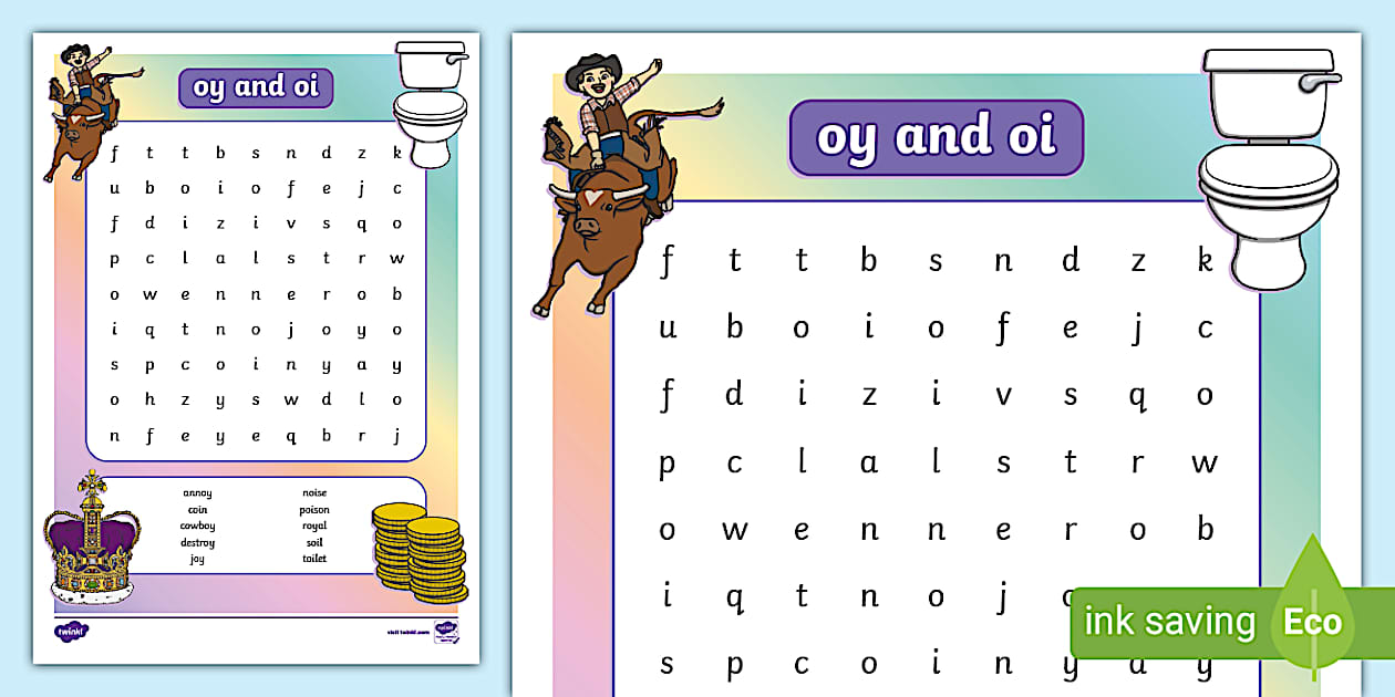 'oy' and 'oi' Word Search (Hecho por educadores) - Twinkl