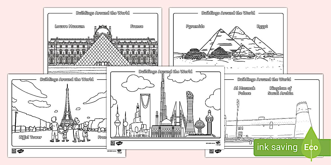 Coloring Buildings Around the World Activity - Buildings Unit