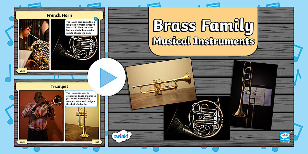 👉 Brass Family Musical Instrument Photo Powerpoint