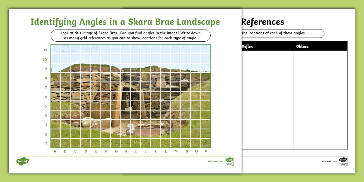 Identifying Angles in a Skara Brae Landscape Activity Sheet