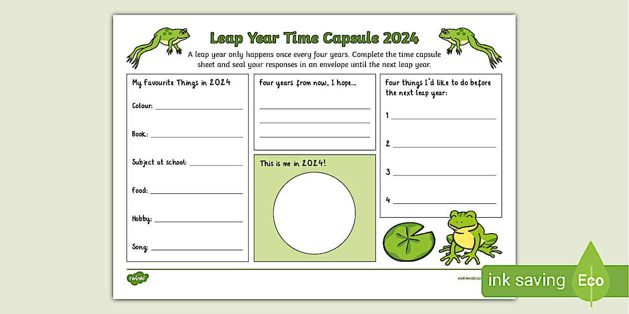 Leap Year Time Capsule Activity Sheet (teacher made)