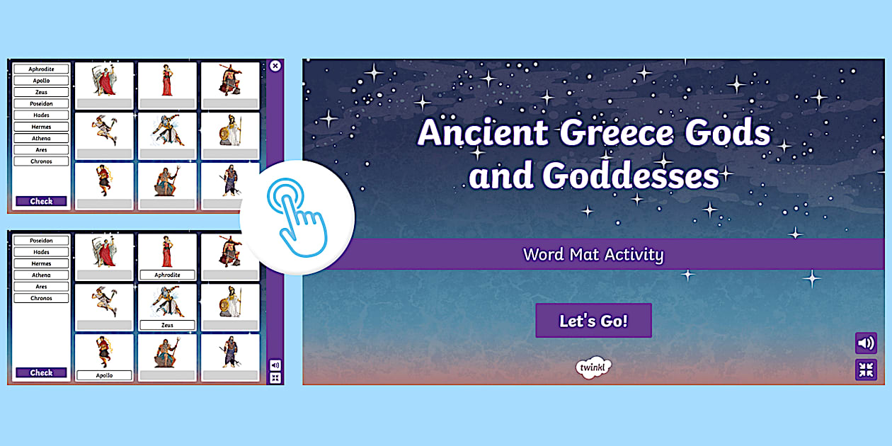 Interactive Greek Mythology Gods and Goddesses Word Mat