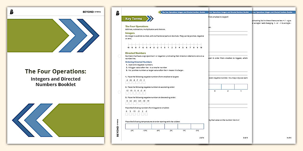 The Four Operations: Integers and Directed Numbers Booklet