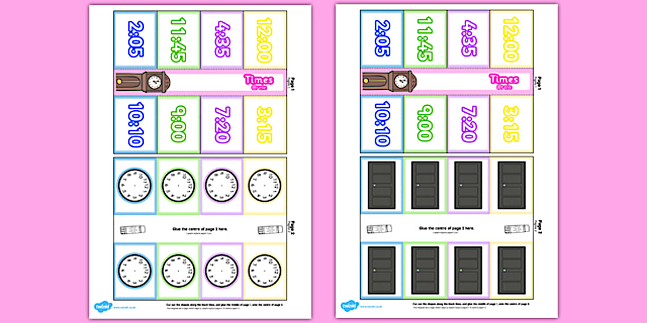 Time Writing Clocks Foldable Visual Aid Template Colour Romanian ...