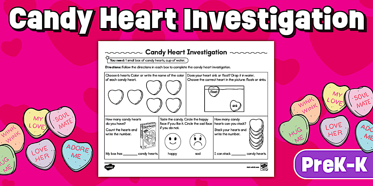 Candy Heart Investigation for PreK-K