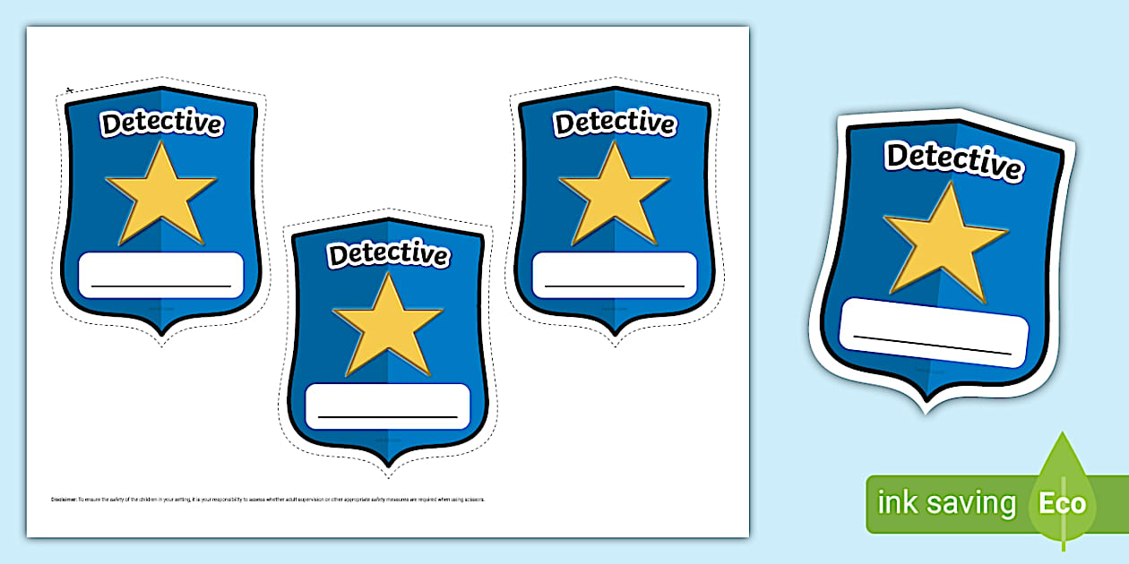 Detective Role Play Name Badge (Hecho por educadores)
