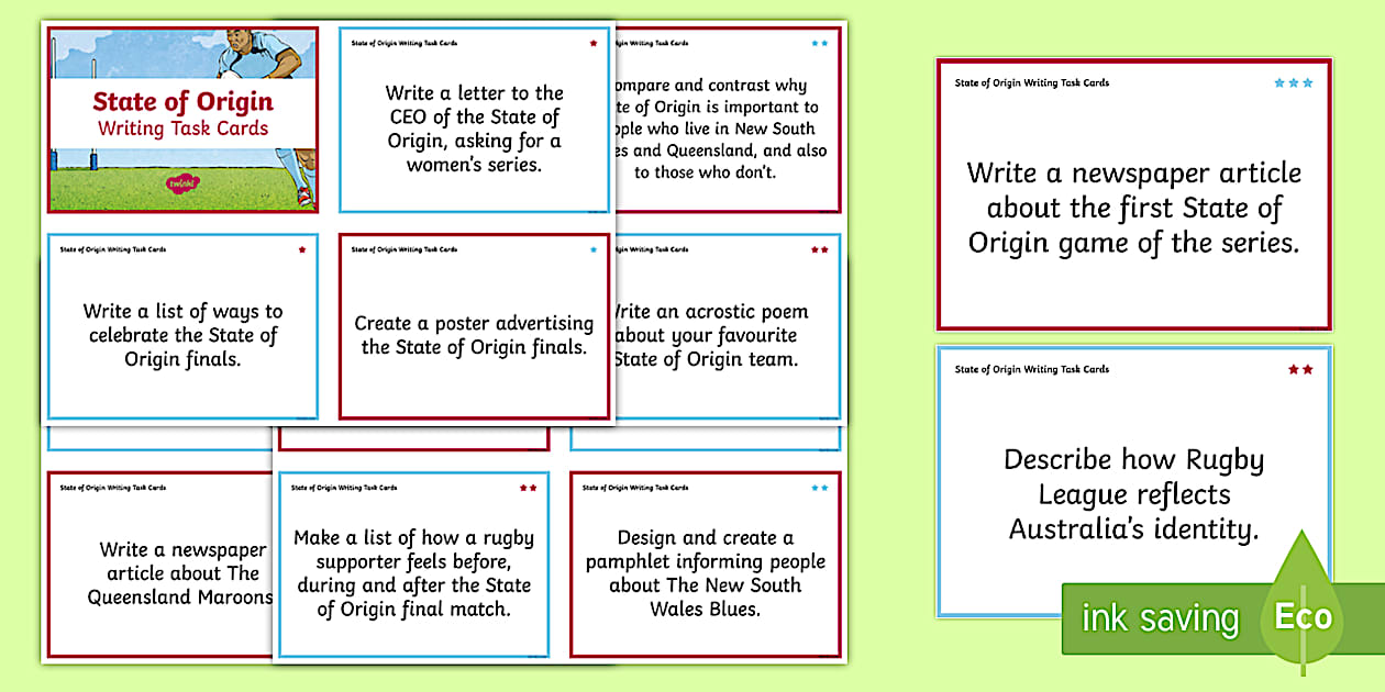 State of Origin Writing Challenge Cards (teacher made)