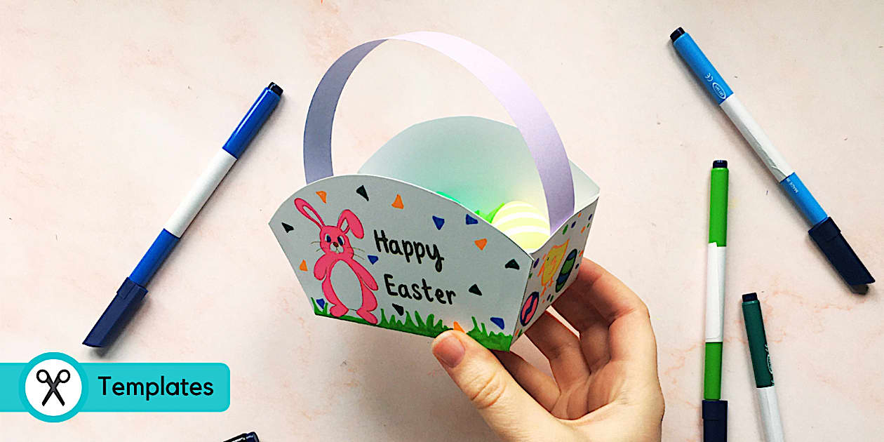 Printable Easter Basket Craft | Easter Colouring - Twinkl