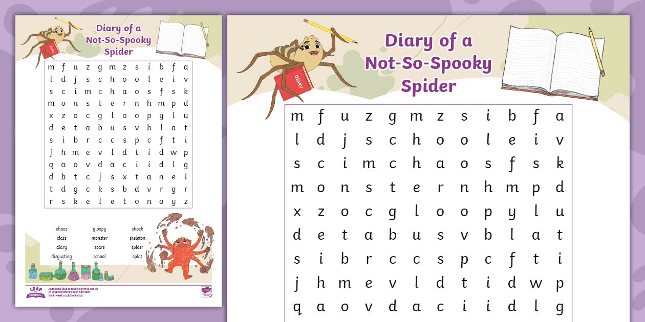 'Diary of a Not-So-Spooky Spider' KS2 Word Search - Twinkl