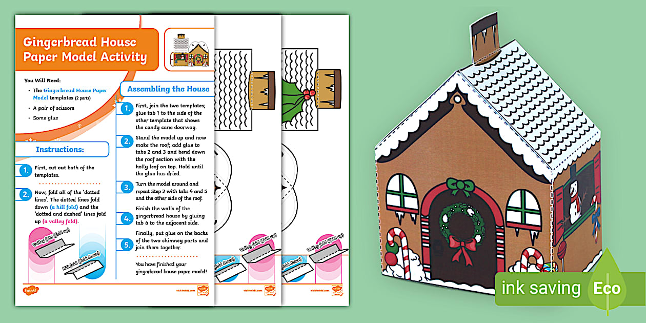 Gingerbread House Model Net | 3D Christmas Paper Crafts NZ