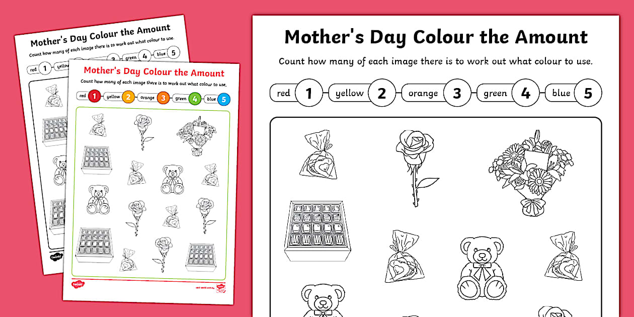 Mother's Day Colour the Amount Worksheet (Teacher-Made)