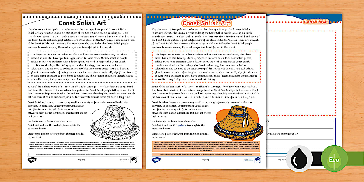 FREE! - Coast Salish Art Reading Comprehension - Twinkl