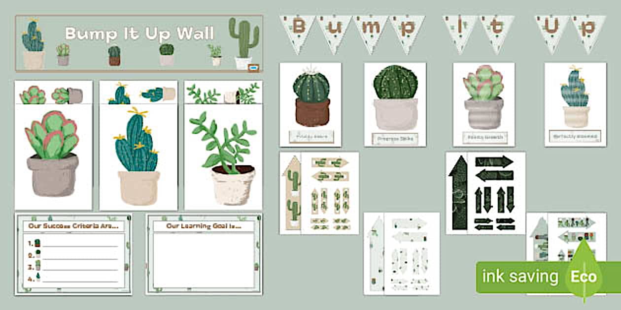 Cactus Bump it up Wall Display Pack (Teacher-Made) - Twinkl