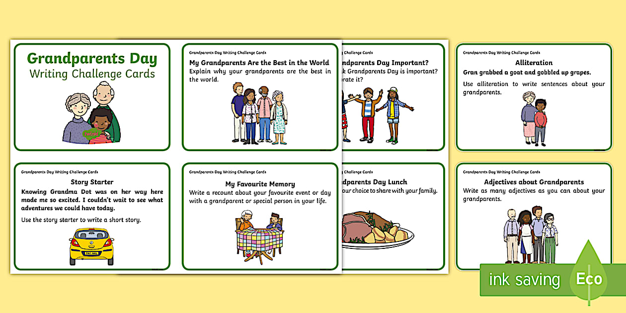 F-2 Grandparents Day Writing Challenge Cards (teacher made)