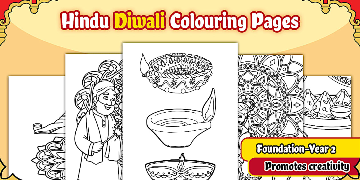 Hindu Diwali Colouring Pages (Foundation-Year 2)
