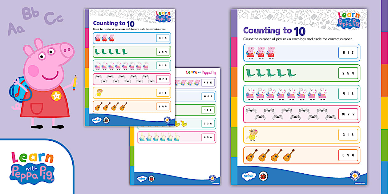 FREE! - Peppa Pig: Counting to 10 Worksheet (teacher made)