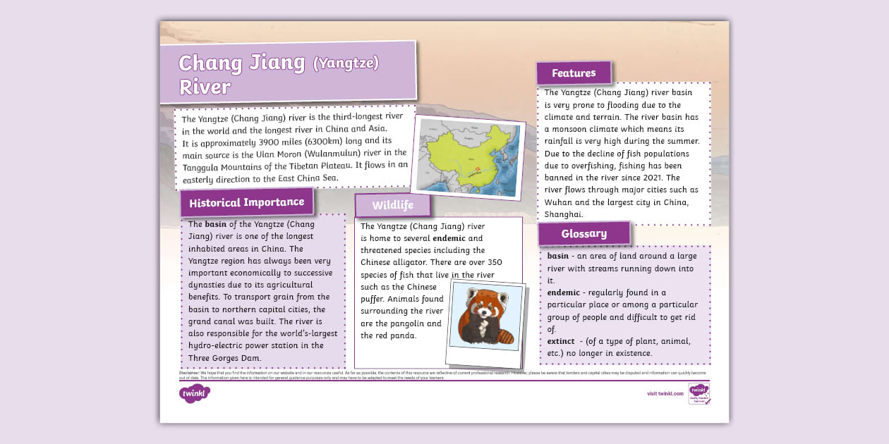 Facts about the Chang Jiang River - Fact File - Twinkl