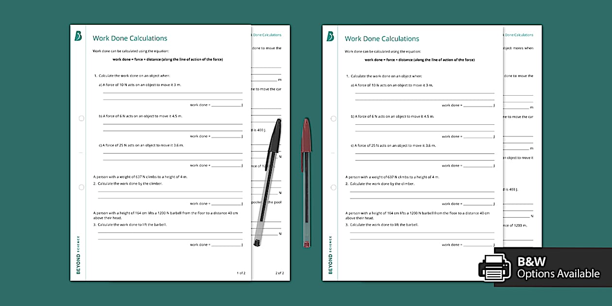 KS3 Work Done Calculations (teacher made) - Twinkl