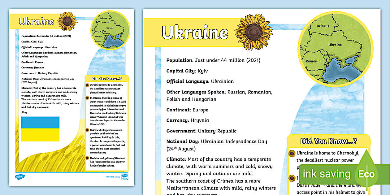 Ukraine Fact File (teacher made) - Twinkl