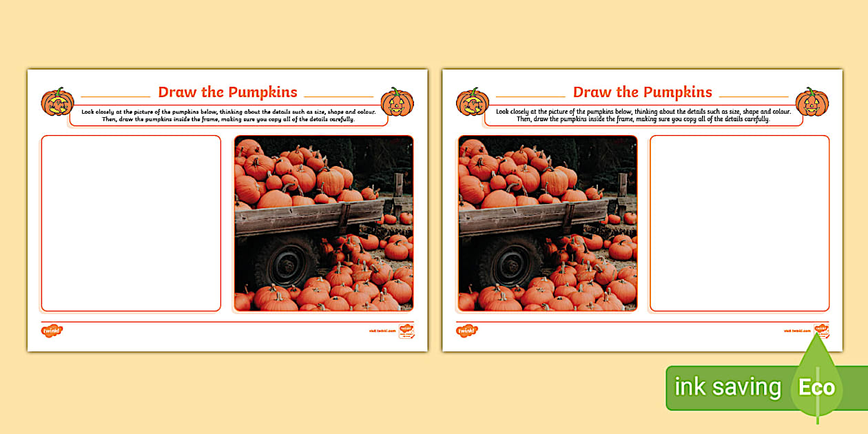 Draw the Pumpkins Art Activity (teacher made) - Twinkl