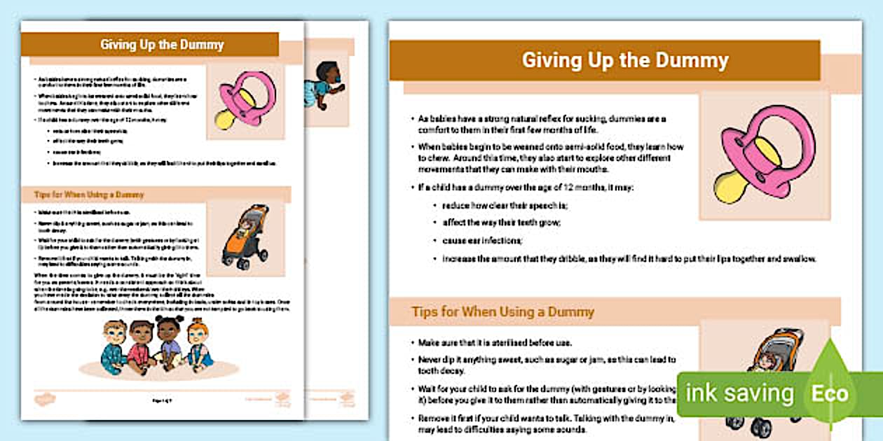 Giving Up the Dummy Adult Guidance Sheet (Teacher-Made)
