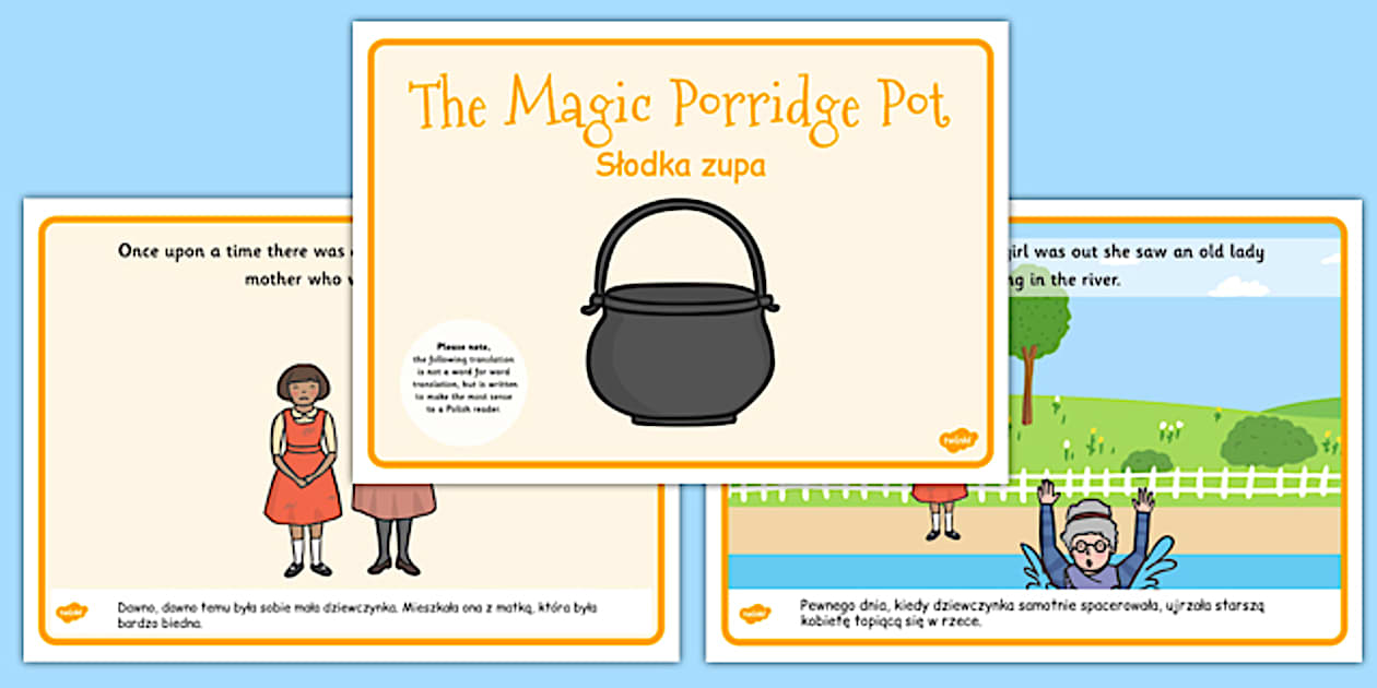The Magic Porridge Pot Story Sequencing A4 Polish Translation