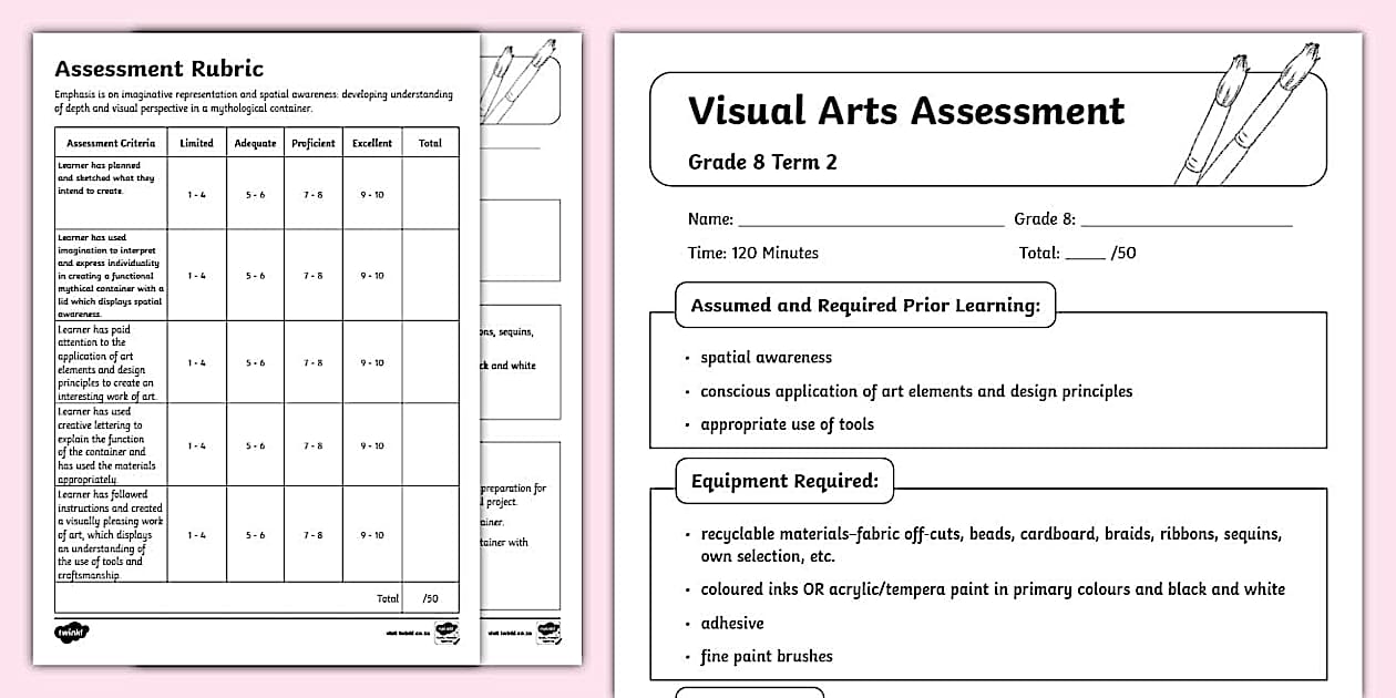 Grade 8 Creative Arts Term 2 Assessment (teacher made)