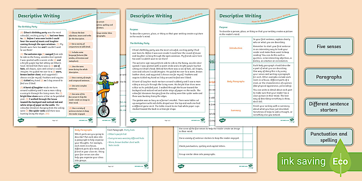 Level 2 Writing - Descriptive Writing Pack (teacher made)
