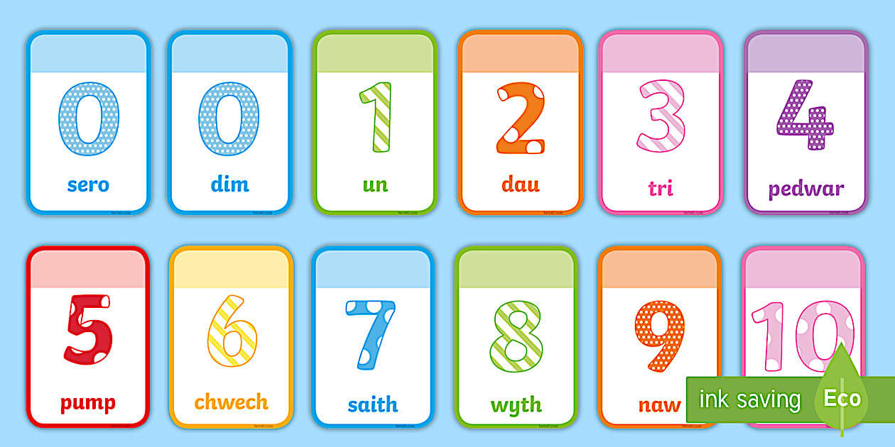 Lovely 1 to 10 in Welsh Flashcards | Learning Resources