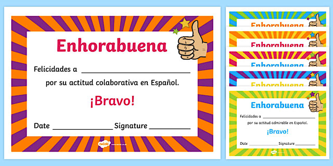 Spanish End of Year Attitude Award Certificate - Twinkl