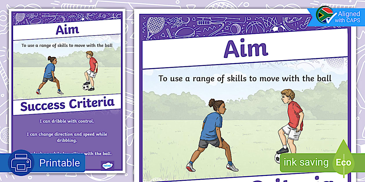 Grade 6 PE Invasion Games Dribbling Whizz Kids Aims Poster