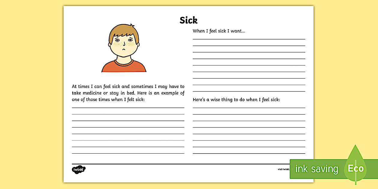 Feeling Sick Reflection Writing Template (Teacher-Made)