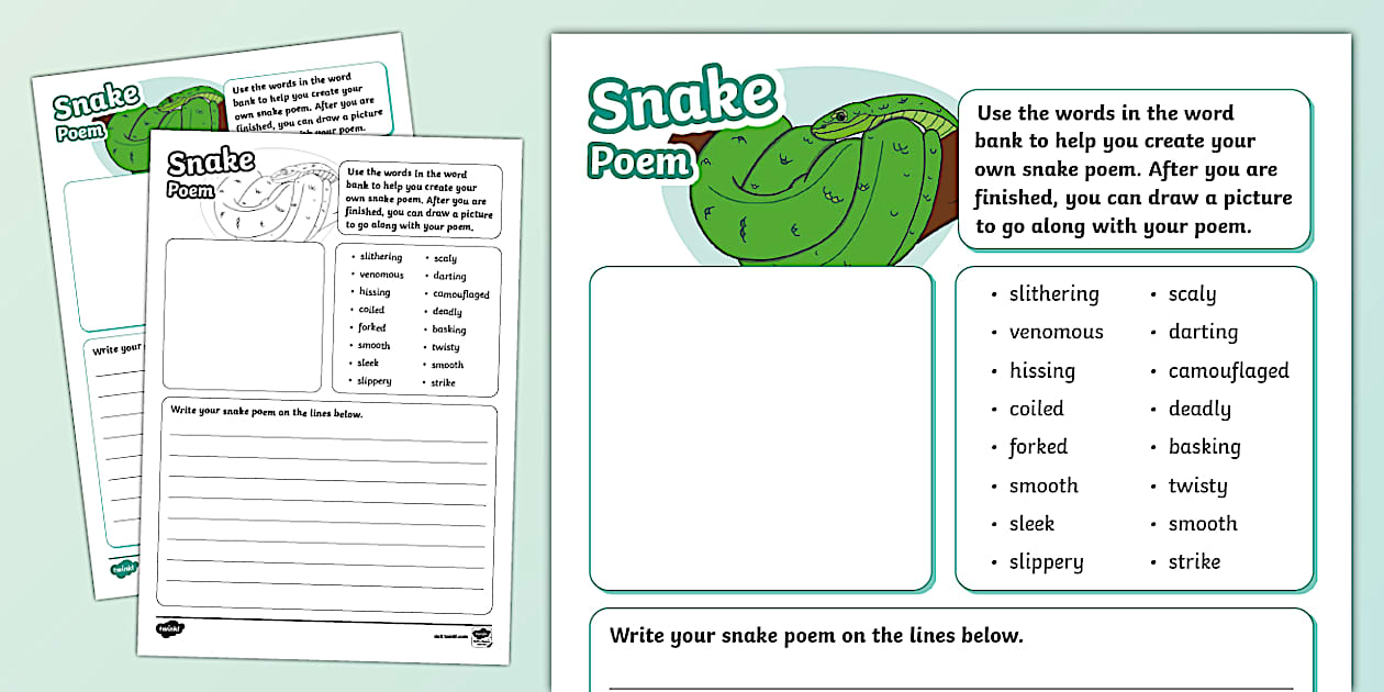 Snake Poem Writing Template (teacher made) - Twinkl