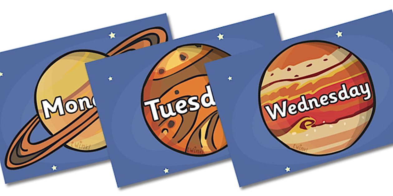 Days of the Week (on Planets) (teacher made) - Twinkl