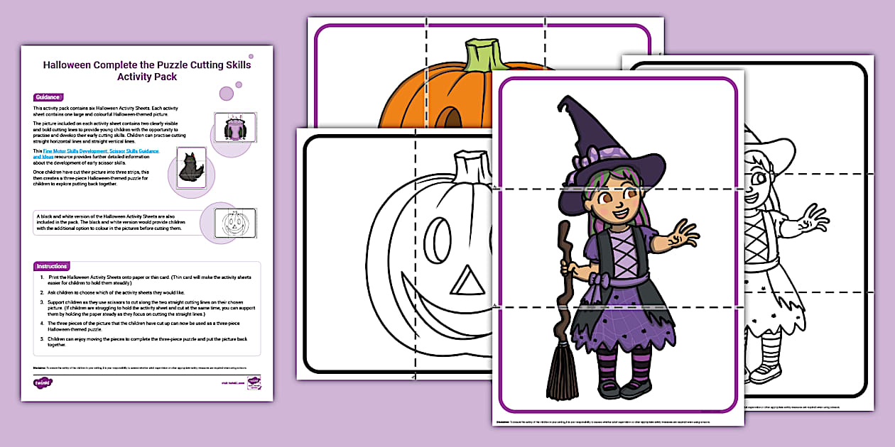 Halloween Complete the Puzzle Cutting Skills Activity Pack