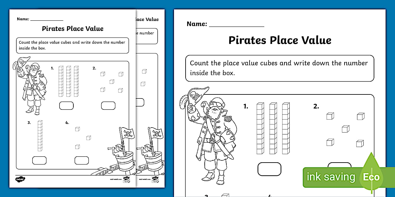 Pirates Place Value Activity Sheet (Teacher-Made) - Twinkl