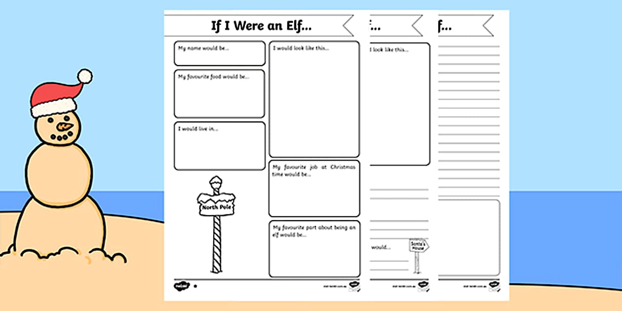 If I Were an Elf Writing Worksheet Differentiated - Twinkl